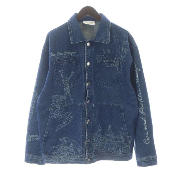 PAS UNE MARQUE パ・ズュヌ・マルク × JOHNSON TSANG ジョンソン・ツァン Gジャン デニムジャケット 総柄 M 青【表記サイズ】M【実寸サイズ】肩幅：56cm　身幅：58.5cm　袖丈：61.5cm　着丈：71c...