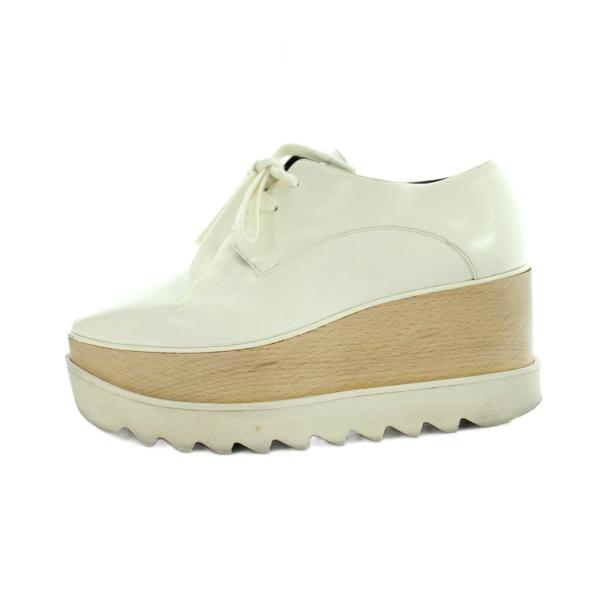 ステラマッカートニー STELLA McCARTNEY ELYSE 厚底 シューズ 靴 プラットフォーム レザー ロゴ スクエアトゥ 35 白 ホワイト ■GY19【ブランド】ステラマッカートニー STELLA McCARTNEY【表記サイ...