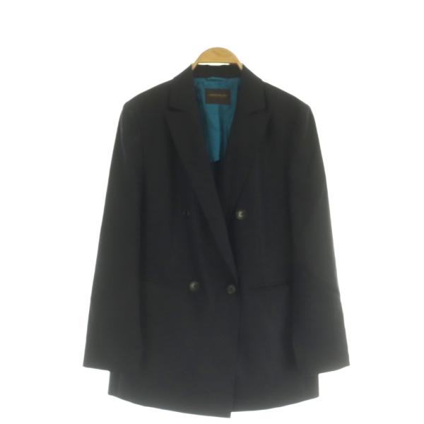 トゥモローランドコレクション TOMORROWLAND collection 23SS シャイニーピンヘッド ダブルブレストジャケット シルク混 36 ネイビー【ブランド】トゥモローランドコレクション TOMORROWLAND collec...