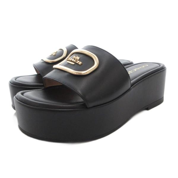 未使用品 コーチ COACH サンダル シューズ 厚底 レザー ロゴ金具 7 黒 ブラック /FF ■GY19 レディース【ブランド】コーチ COACH【表記サイズ】7【実寸サイズ】最大幅：9cm　アウトソール：25cm　インソール実寸24...