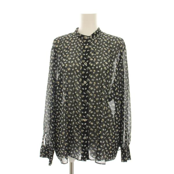 セオリーリュクス SCATTERED FLOWER PRINT HEBENI フラワープリント ブラウス シアー シャツ バンドカラー シースルー 40 ブラック /YM【ブランド】セオリーリュクス theory luxe【表記サイズ】40...