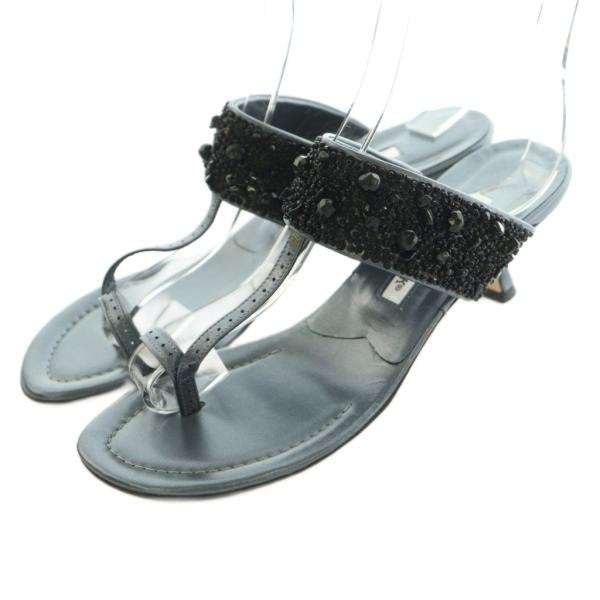 マノロブラニク MANOLO BLAHNIK サンダル トング ビーズ装飾 38 25.0cm グレー 黒 /MI ■GY19 レディース【ブランド】マノロブラニク MANOLO BLAHNIK【表記サイズ】38 25.0cm【実寸サイズ】...