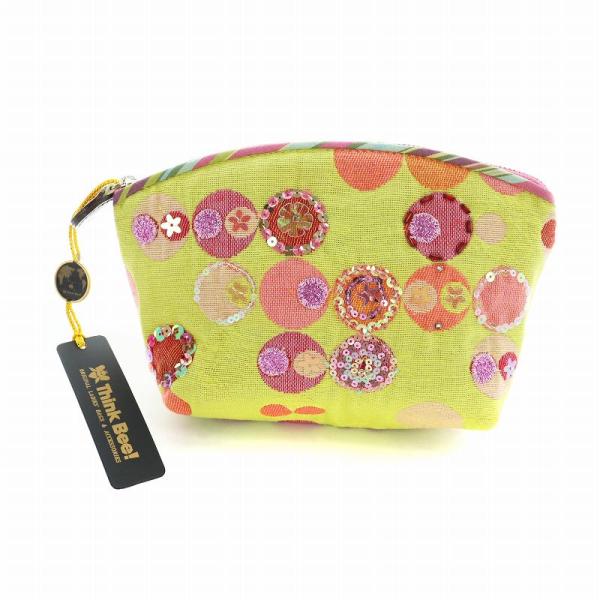 未使用品 シンクビー! Think Bee ポーチ 小物入れ タグ付き ストライプ柄 ハート スパンコール ドット柄 黄 イエロー【ブランド】シンクビー! Think Bee【表記サイズ】実寸サイズをご参考ください。【実寸サイズ】ヨコ：約1...