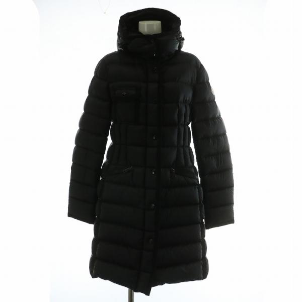 MONCLER HERMINE ダウンコート アウター ナイロン ロング フード ジップアップ ロゴ ワッペン 1 M 黒 D20934930005 53048【ブランド】モンクレール MONCLER【表記サイズ】1 （日本サイズ M相当）...