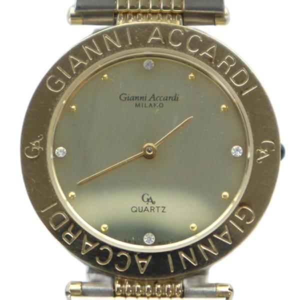 ジャンニ アッカルディ GIANNI ACCARDI ジャンク品 腕時計 ウォッチ クォーツ ロゴ ゴールド色 GA-08V ■GY18 /MQ メンズ【表記サイズ】実寸サイズをご参考ください。【実寸サイズ】バンド幅：約1.5cm　腕周り：...