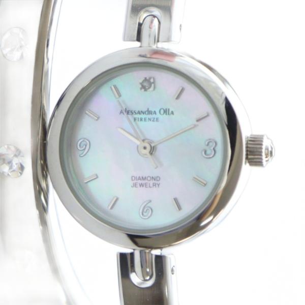 アレサンドラ オーラ Alessandra Olla 腕時計 バングルウォッチ ロゴ 2連 シルバー色 AO-7600 ■GY18 /MQ レディース【表記サイズ】実寸サイズをご参考ください。【実寸サイズ】バンド幅：約0.5cm　腕周り：約...
