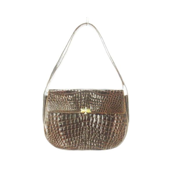 CHRISTINA LUGAN ハンドバッグ レザー 革 シャイニークロコレザー ワニ革 茶 ブラウン /CK7 ■GY18 レディース【表記サイズ】サイズ表記なし(実寸サイズをご覧ください)【実寸サイズ】持ち手の長さ：56.5cm　ヨコ：...