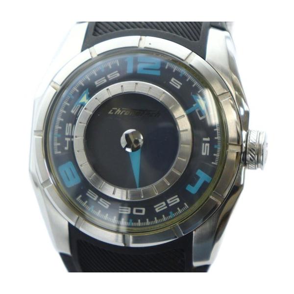 chronotech クロノテック ジャンク品 7167M 腕時計 アナログ ウォッチ クォーツ ブルー系 ブラック 黒 シルバーカラー【表記サイズ】実寸サイズをご参考ください。【実寸サイズ】バンド幅：約2.2cm　腕周り：約13.5-18...
