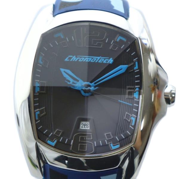 クロノテック Chronotech 腕時計 ウォッチ クォーツ デイト カレンダー付き カットガラス 黒文字盤 シルバー色 7107M メンズ【表記サイズ】実寸サイズをご参考ください。【実寸サイズ】バンド幅：約2cm　腕周り：約14.5-2...