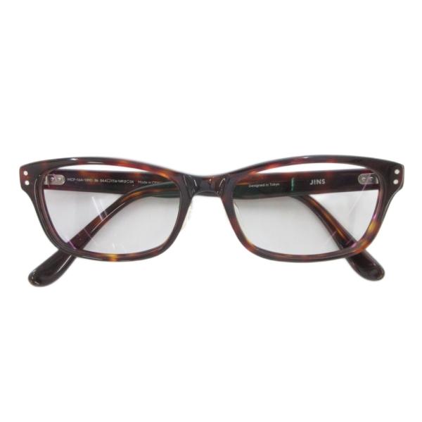 ジンズ J!NS 眼鏡 メガネ 度なし フルリム スクエア べっ甲柄 54.4□17.6 149 茶 ブラウン MCF-16A-189D /GV ■GY18【表記サイズ】54.4□17.6 149【実寸サイズ】レンズの大きさ：約5×3.5c...