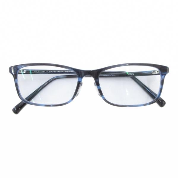 ジンズ J!NS ブルーササ 眼鏡 メガネ 度入り ウェリントン型 フルリム 54.4□16.6 149 紺 ネイビー MCF-16A-327K /GV ■GY18 【表記サイズ】54.4□16.6 149【実寸サイズ】レンズの大きさ：約5...