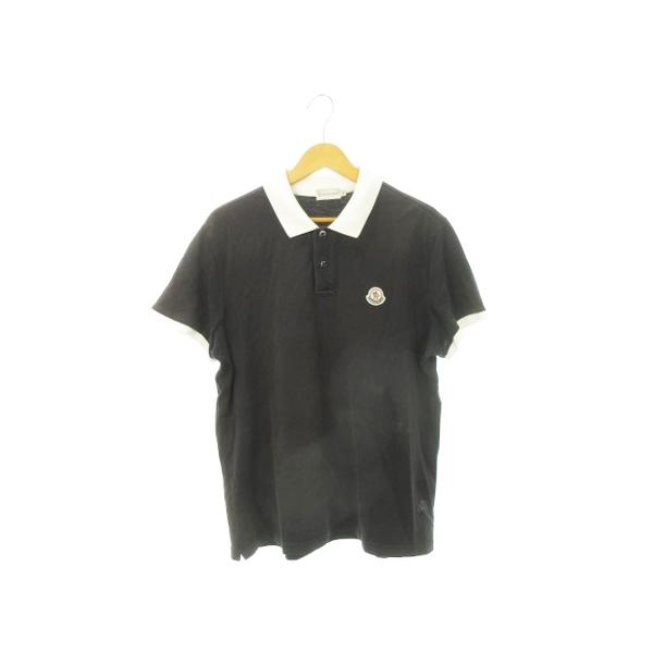 モンクレール MONCLER MAGLIA POLO MANICA CORTA ポロシャツ 半袖 バイカラー コットン ロゴワッペン XL 黒 ブラック /AH10 ■GY18【ブランド】モンクレール MONCLER【実寸サイズ】肩幅：44...