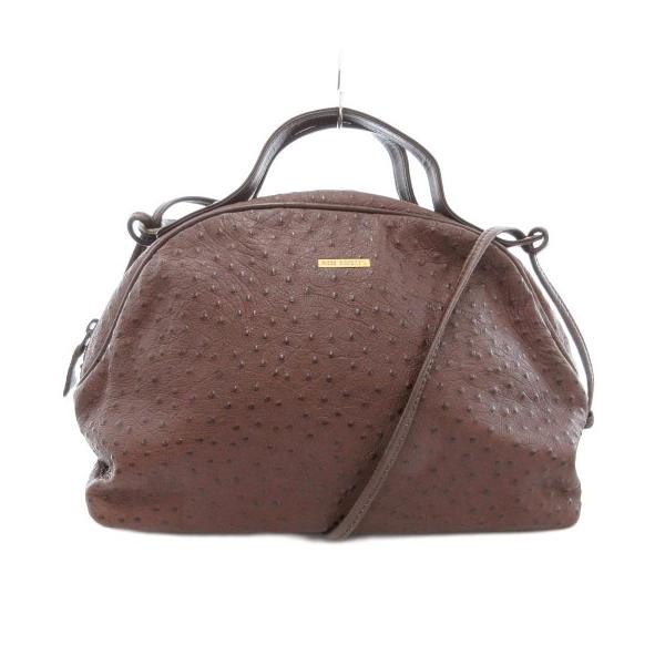 ローズロバーツ ROSE ROBERTS ハンドバッグ ショルダー 2way 型押し オーストリッチ ロゴプレート 茶 ブラウン /AE ■GY18 レディース【表記サイズ】--【実寸サイズ】持ち手の長さ：18cm　ヨコ：34cm　タテ：1...