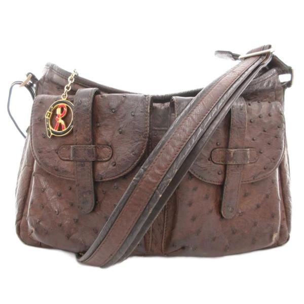 ロッソ ヴェルデ Rosso e Verde ショルダーバッグ レザー オーストリッチ 茶 ブラウン /AE ■GY18 レディース【表記サイズ】--【実寸サイズ】持ち手の長さ：--cm　ヨコ：31cm　タテ：21cm　マチ：6cm　ショル...