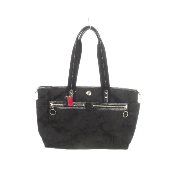 コーチ COACH マザーズバッグ トートバッグ ショルダーバッグ キャンバス レザー シグネチャー ロゴチャーム マット付き 黒【ブランド】コーチ COACH【表記サイズ】サイズ表記なし(実寸サイズをご参考ください。)【実寸サイズ】持ち手...