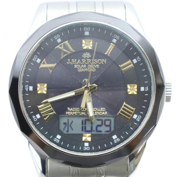 ジョンハリソン J.HARRISON JH-1975A 腕時計 3P 天然ダイヤモンド ウォッチ 電波 ソーラー アナデジ 8面カットガラス デイト メンズ【表記サイズ】実寸サイズをご参考ください。【実寸サイズ】バンド幅：約2cm　腕周り：...