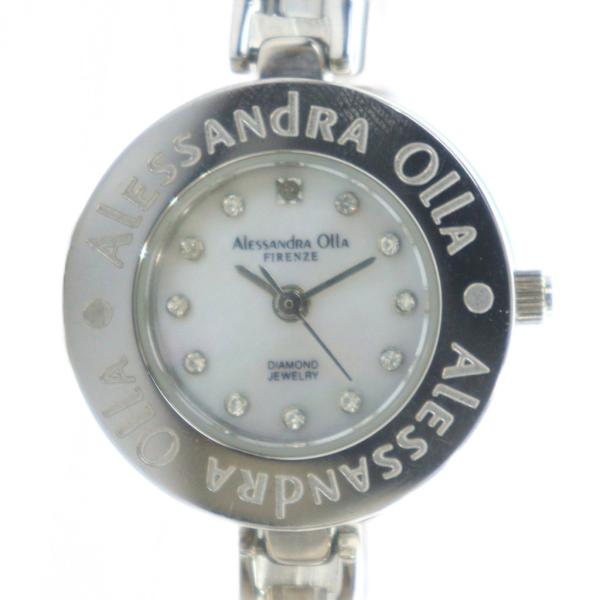 アレサンドラオーラ ALESSANDRA OLLA AO-590-1 腕時計 ウォッチ クォーツ シェル文字盤 ロゴ シルバー色 ■GY11 /MQ レディース【表記サイズ】実寸サイズをご参考ください。【実寸サイズ】バンド幅：約0.6cm　...