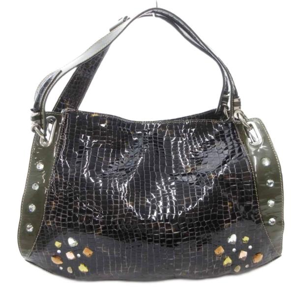 ミケランジェロ Michelangelo トートバッグ ハンドバッグ ビジュー クロコ型押し 黒 ブラック /AE ■GY18 レディース【表記サイズ】--【実寸サイズ】持ち手の長さ：49cm　ヨコ：42cm　タテ：27cm　マチ：5cm　...
