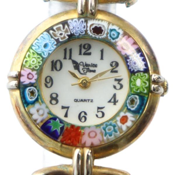 MURRINA ジャンク品 腕時計 ウォッチ クォーツ ベネチアンガラス 白文字盤 ゴールド色 ■GY18 /MQ レディース【表記サイズ】実寸サイズをご参考ください。【実寸サイズ】バンド幅：約1.2cm　腕周り：約13-17cm　ケース・...