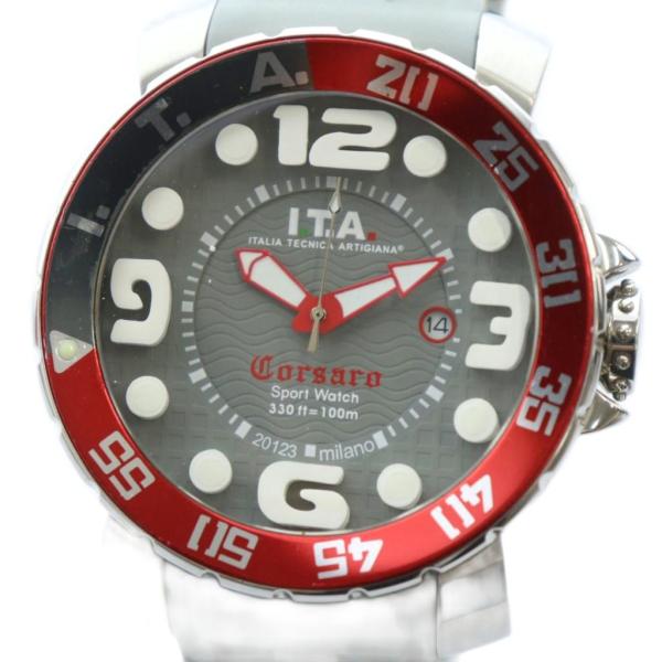 アイティーエー I.T.A Ref.13.01.08 Corsaro 腕時計 ウォッチ クォーツ カレンダー付き デイト 回転べセル グレー ■GY18 /MQ メンズ【表記サイズ】実寸サイズをご参考ください。【実寸サイズ】バンド幅：約2c...