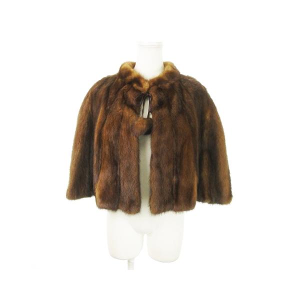 エンバ EMBA ファーマント ポンチョ ケープ ミンクファー 毛皮 ポンポン 茶 ブラウン /AO25 ■GY18 レディース【表記サイズ】サイズ表記なし(実寸サイズをご覧ください)【実寸サイズ】身幅：-cm　着丈：47cm　ゆき丈：63...