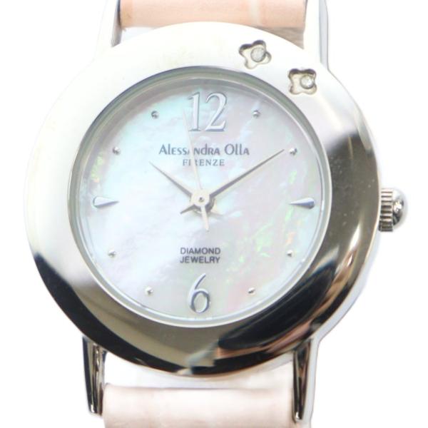 アレクサンドラオーラ Alessandra Olla AO-6900 腕時計 ウォッチ クォーツ シェル文字盤 シルバー色 ■GY18 /MQ レディース【表記サイズ】実寸サイズをご参考ください。【実寸サイズ】バンド幅：約1.1cm　腕周り...