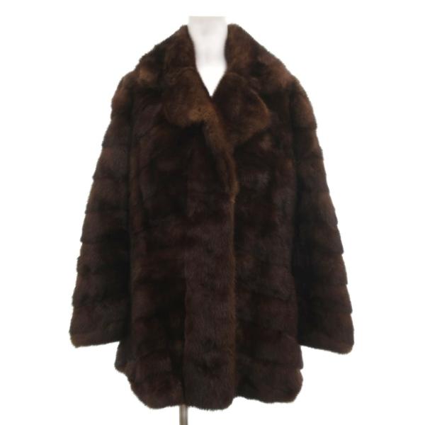 パリオン PARION ミンクファーコート 毛皮 ミドル丈 13 茶 ブラウン /JS ■GY11 レディース【表記サイズ】13【実寸サイズ】肩幅：38cm　身幅：48cm　袖丈：55cm　着丈：76cm　　【素材】ミンク【色】茶 ブラウン...