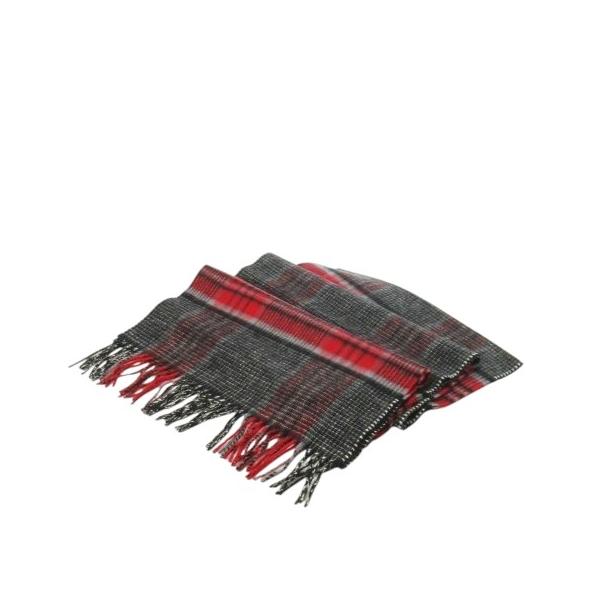 未使用品 ジョンストンズオブエルガン Johnstons of Elgin マフラー フリンジ ウール チェック 起毛 グレー 赤 レッド /CK3 ■GY18【ブランド】ジョンストンズオブエルガン Johnstons of Elgin【表...