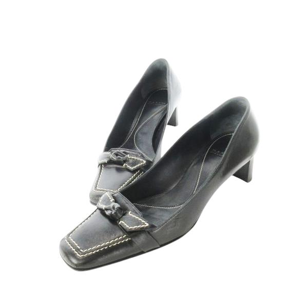 バリー BALLY JONIE パンプス ミドルヒール スクエアトゥ レザー 革 リボン ステッチ 36 23.0cm 黒 ブラック /CK16 ■GY18 レディース【ブランド】バリー BALLY【表記サイズ】3623.0cm相当【実寸サ...