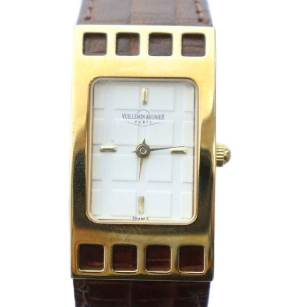 ブリュマンレニエ VUILLEMIN REGNIER ジャンク品 腕時計 ウォッチ クォーツ スクエア 白文字盤 ゴールドカラー 金色 レディース【表記サイズ】実寸サイズをご参考ください。【実寸サイズ】バンド幅：約1.4cm　腕周り：約12...