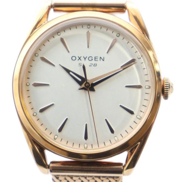 オキシゲン OXYGEN sport Legend 28 腕時計 ウォッチ クォーツ 白文字盤 ロゴ ピンクゴールド色 ■GY18 /MQ レディース【表記サイズ】実寸サイズをご参考ください。【実寸サイズ】バンド幅：約1.4cm　腕周り：約...