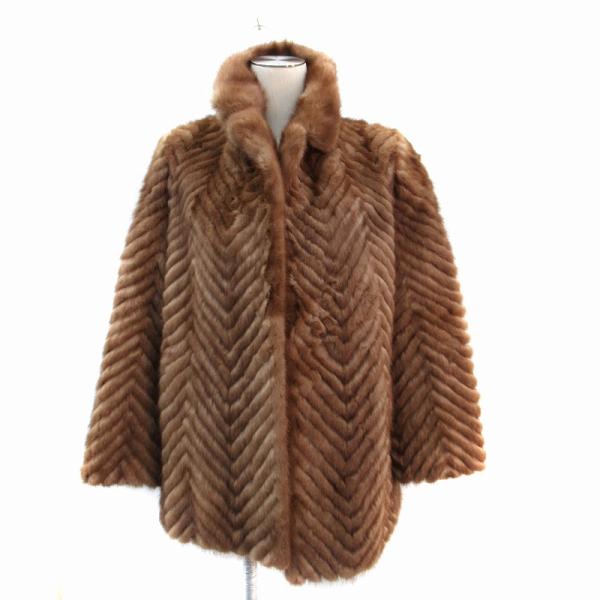 パリオン PARION 毛皮コート ミンクファーコート ハーフ丈 11 茶 ブラウン /SM1 ■GY18 レディース【表記サイズ】11※実寸サイズをご確認ください。【実寸サイズ】肩幅：36cm　身幅：49cm　袖丈：54cm　着丈：71c...