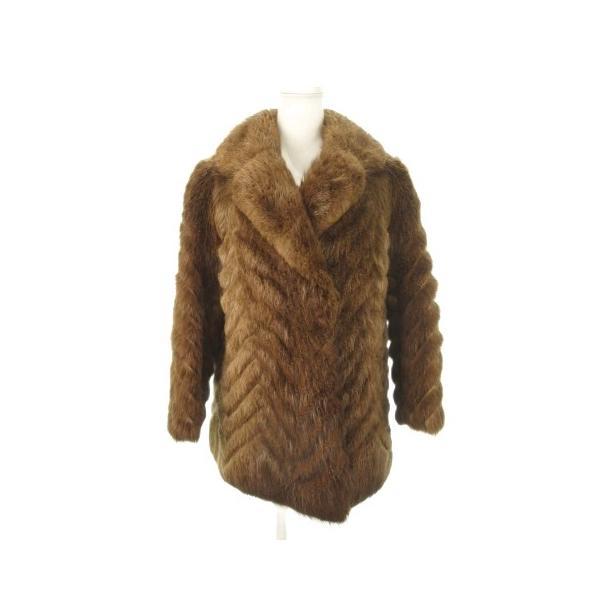 エンバ EMBA ファーコート ビーバー 毛皮 ショート丈 茶 ブラウン ヘリンボーン /MN23 ■GY18 レディース【表記サイズ】着丈 11-70【実寸サイズ】身幅：50cm　着丈：66cm　ゆき丈：62.5cm　　【素材】ビーバー【...