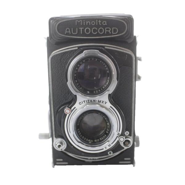 ジャンク品 ミノルタ Minolta AUTOCORD オートコード 二眼レフカメラ CITIZEN-MXVシャッター 初期型 ROKKOR 1:3.2 1:3.5 f=75mm /MW【実寸サイズ】-　【色】黒 ブラック 【仕様】VIEW...