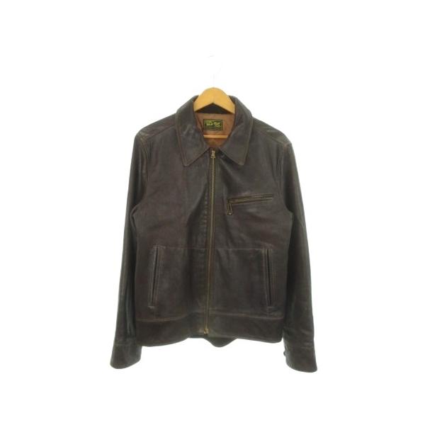 ウエスト ライド WEST RIDE レザージャケット 革ジャン ジップアップ 山羊革 本革 茶 ブラウン 総裏地 ベルトデザイン ステッチ /MN12【表記サイズ】サイズ表記なし(実寸サイズをご参考ください。)【実寸サイズ】肩幅：45cm...
