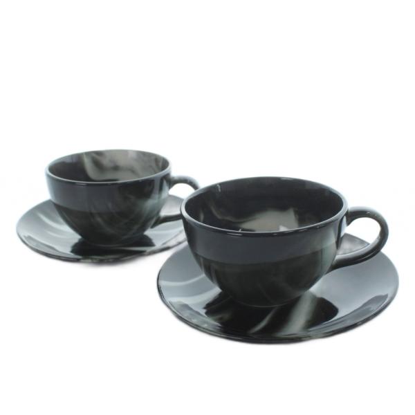 ロンハーマン Ron Herman カップ＆ソーサー 2客セット 食器 マグカップ ギフト 大理石風 マーブル柄 白 ホワイト 黒 ブラック /KW【ブランド】ロンハーマン Ron Herman【表記サイズ】実寸サイズをご参照ください。【実...