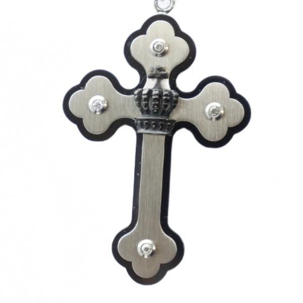 ジョイントタブー JOINT TABOO ネックレス アクセサリー ペンダント クロス 十字架 クラウン ラインストーン シルバー色 ■GY18 /MQ【表記サイズ】実寸サイズをご参考ください。【実寸サイズ】チェーンの長さ：約51cm　トッ...