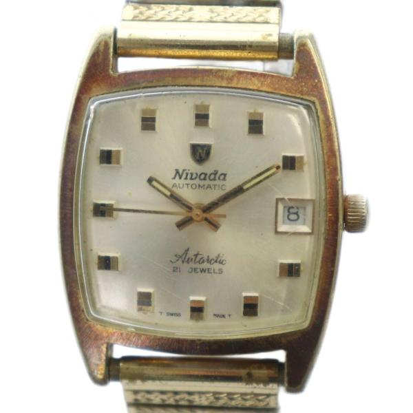 ニバダ NIVADA AUTOMATIC ジャンク品 67028 オートマチック 腕時計 ウォッチ 自動巻き デイト カレンダー付き ゴールドカラー 金色【表記サイズ】実寸サイズをご参考ください。【実寸サイズ】バンド幅：約1.6cm　腕周り...