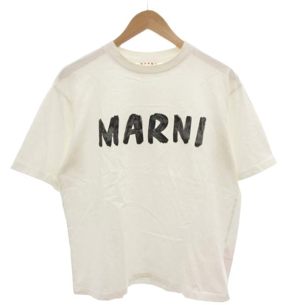 マルニ MARNI レタリングプリント オーバーサイズTシャツ カットソー 40 白 ホワイト ロゴプリント 半袖 THJET49EPH /FF ■GY18 レディース【ブランド】マルニ MARNI【表記サイズ】40【実寸サイズ】肩幅：49...