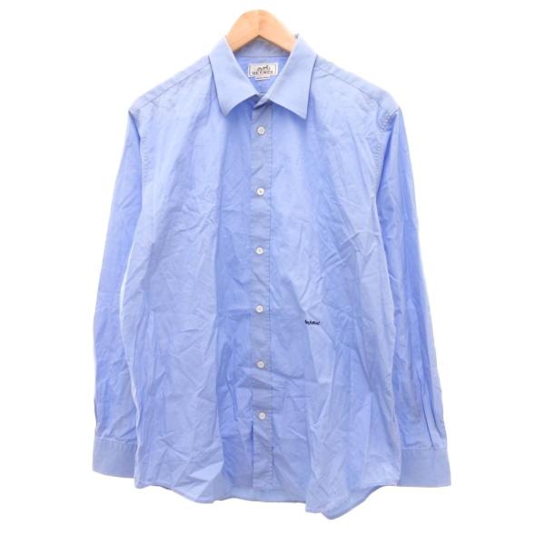 エルメス HERMES ドレスシャツ フォーマル 刺繍 長袖 42 ライトブルー /JS ■GY18 メンズ【ブランド】エルメス HERMES【表記サイズ】42【実寸サイズ】肩幅：49cm　身幅：60cm　袖丈：65cm　着丈：79cm　　...