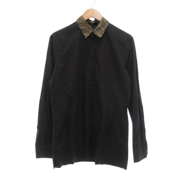 フェンディ FENDI シャツ ズッカ柄カラー 長袖 IT39 黒 ブラック /UO ■GY18 メンズ【ブランド】フェンディ FENDI【表記サイズ】IT39【実寸サイズ】肩幅：43cm　身幅：53cm　袖丈：65cm　着丈：74cm　　...