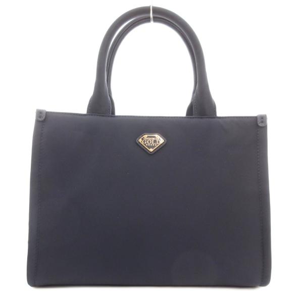 未使用品 ココセリュックスゴールド COCOCELUX GOLD ハンドバッグ ショルダー 2WAY 斜め掛け ロゴプレート ナイロン 紺 ネイビー /GV【実寸サイズ】持ち手の長さ：33cm　ヨコ：27cm　タテ：20cm　マチ：13cm...