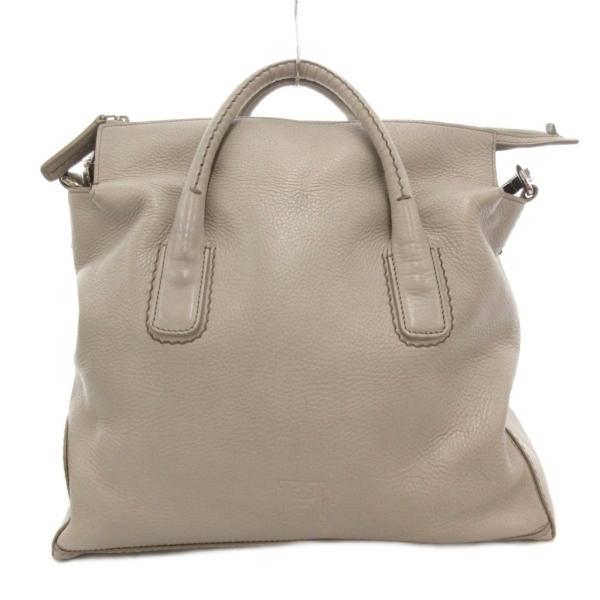 ヒロフ HIROFU 2WAY ハンドバッグ ショルダー レザー ロゴ型押し グレー /FF ■GY18 【ブランド】ヒロフ HIROFU【実寸サイズ】持ち手の長さ：29cm　ヨコ：33cm　タテ：24cm　マチ：13cm　ショルダーの長さ...