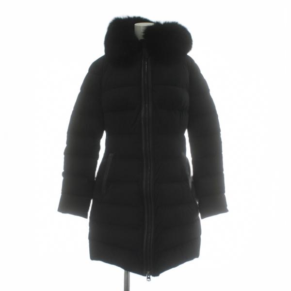 マッカージュ MACKAGE MONTREAL CALLA-BX ダウンコート アウター ナイロン フォックスファー 牛革 ミドル フード S 黒 11332618-3A【表記サイズ】S【実寸サイズ】肩幅：38.5cm　身幅：45.5cm　...