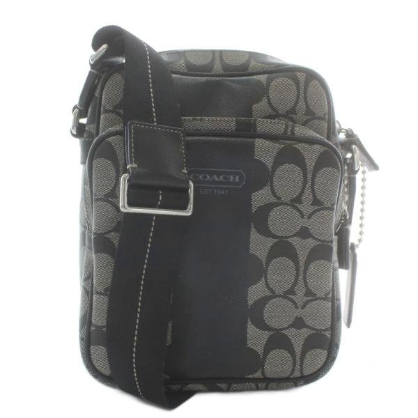 コーチ COACH ショルダーバッグ PVC レザー ヘリテージ シグネチャー 総柄 ロゴ グレー 黒 ブラック F70589 /XZ ■GY18 メンズ【ブランド】コーチ COACH【実寸サイズ】持ち手の長さ：-cm　ヨコ：16.5cm　...