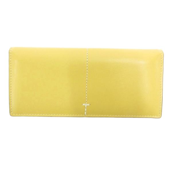 トッズ TOD'S 長財布 二つ折り レザー 小銭入れ ステッチ 黄 イエロー /JS ■GY18 レディース【ブランド】トッズ TOD'S【実寸サイズ】ヨコ：18cm　タテ：8cm　マチ：-cm　　【素材】レザー【色】黄 イエロー【仕様】...