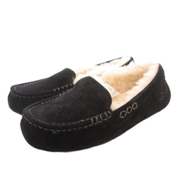 アグ オーストラリア UGG australia ANSLEY アンスレー ローファー モカシン ボア ロゴ スエード 22cm 黒 ブラック 3312 /FF ■GY13 レディース【ブランド】アグ オーストラリア UGG austral...