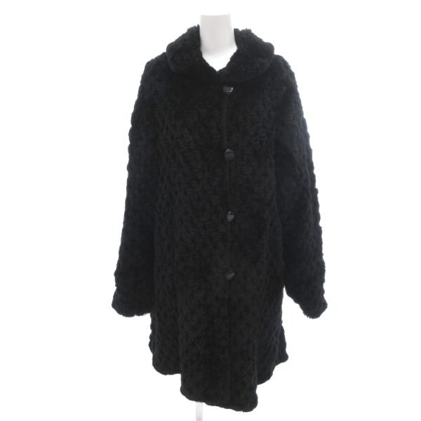 アルティマ af Altima ファーコート シェアードミンク 絹 シルクリバーシブル ロング丈 F 黒 ブラック /TZ ■GY18 【表記サイズ】FREE【実寸サイズ】肩幅：40cm　身幅：56cm　袖丈：64cm　着丈：85cm　　【...