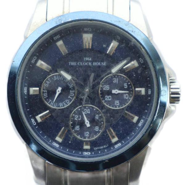 クロックハウス the clock house ジャンク品 CH113M 腕時計 ウォッチ ソーラー 青文字盤 クロノグラフ シルバー色 ■GY18 /MQ メンズ【表記サイズ】実寸サイズをご参考ください。【実寸サイズ】バンド幅：約1.8c...