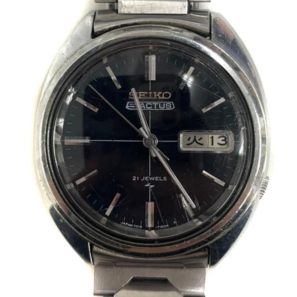 セイコー SEIKO 5 ACTUS ファイブ アクタス 7019-7070 腕時計 ヴィンテージ アンティーク ウォッチ 自動巻き 黒文字盤 21石 シルバー色【ブランド】セイコー SEIKO【表記サイズ】実寸サイズをご参考ください。【実...